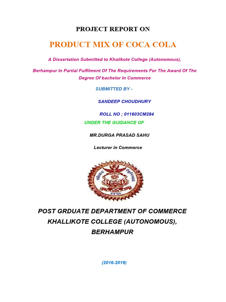 PRODUCT MIX OF COCA COLA | PDF | Coca Cola | The Coca Cola Company