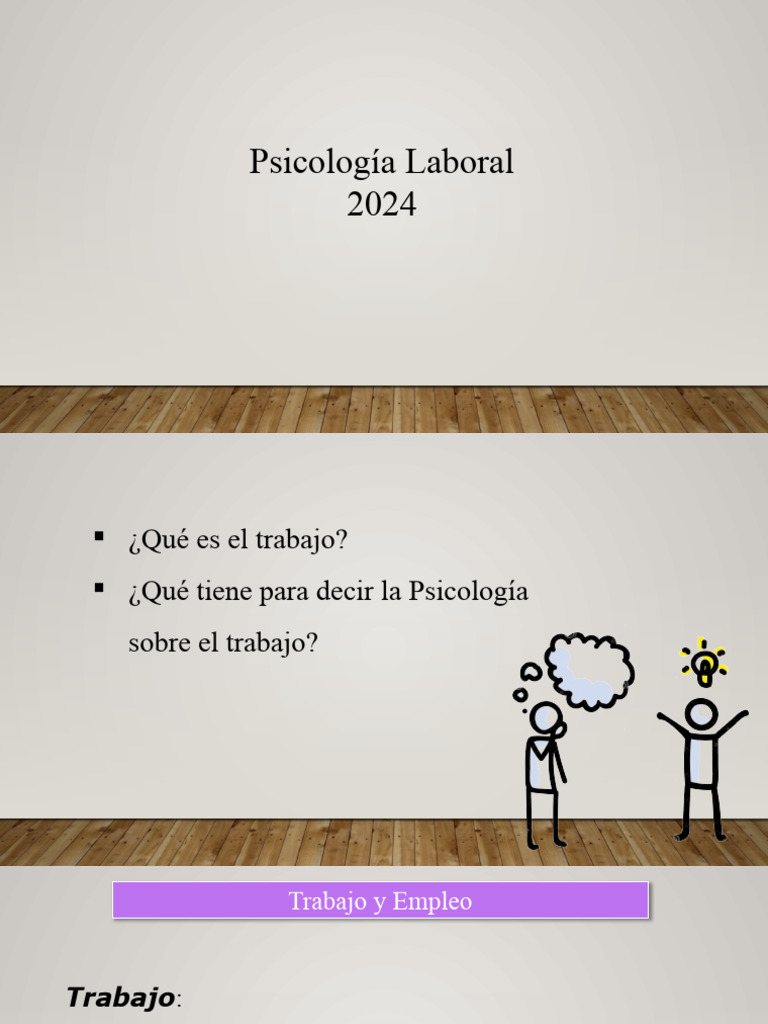 Conferencia 1 - Definiciones e historia de la Psicología del Trabajo | PDF | Sicología | Derecho ...