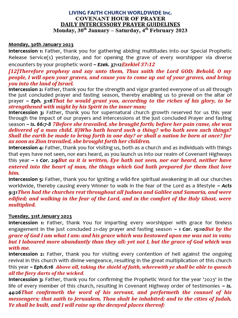 (With Scrip) CHOP PRAYERS 30th Jan | PDF | Prayer | Intercession