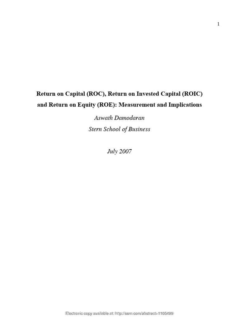 SSRN Id1105499 | PDF | Investing | Book Value