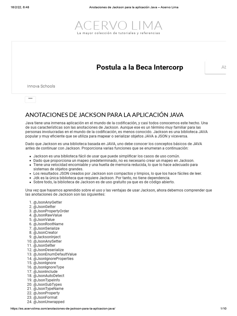 Jackson Annotations | PDF | Java (lenguaje de programación) | Biblioteca (informática)