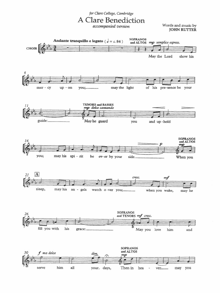 A Clare Benediction (Rutter John) | PDF