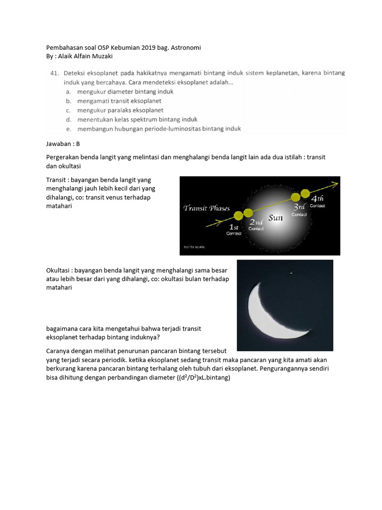 Pembahasan Soal OSP Kebumian 2019 Bagian Astronomi | PDF | Sains ...