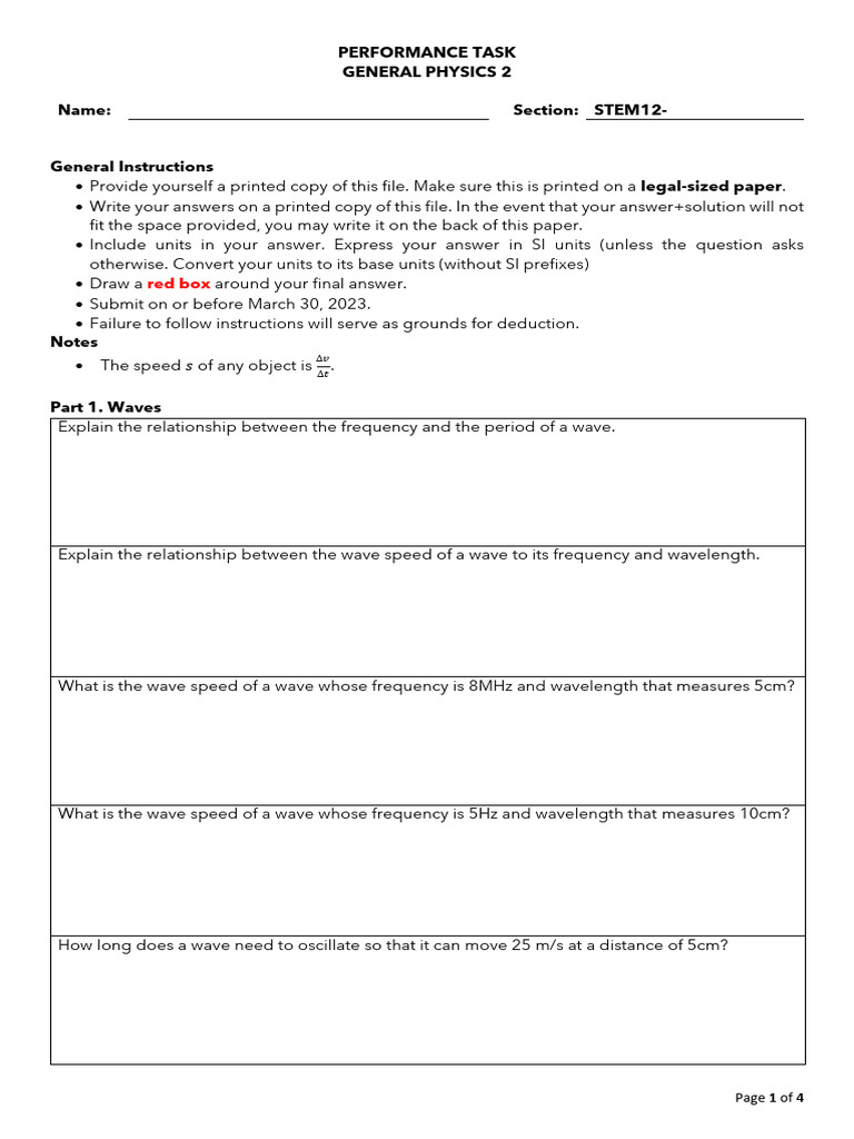 Performance Task General Physics 2 | PDF | Electromagnetic Radiation | Electromagnetic Spectrum