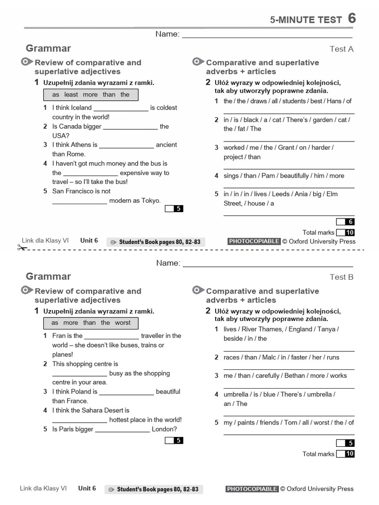 Link L6 U6 5min Test Grammar | PDF | Linguistic Typology | Semantic Units