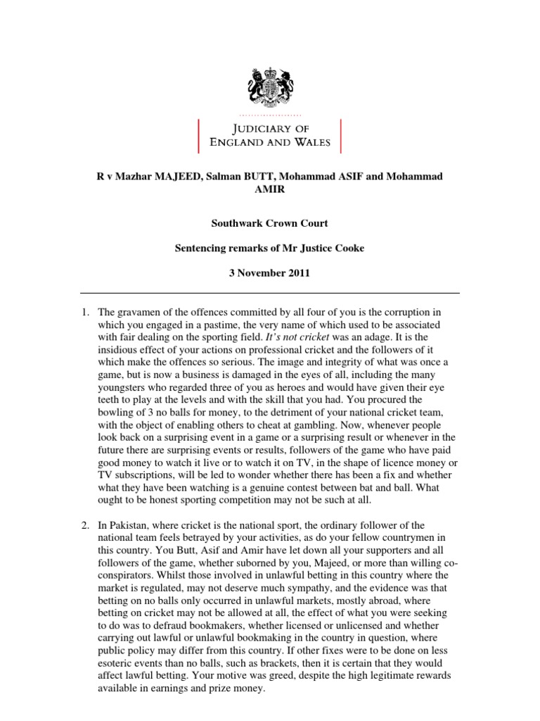 Full Transcript of Sentencing Remarks From MR Justice Cooke | PDF