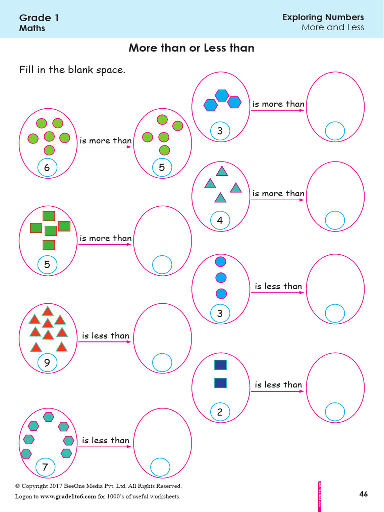 Maths Worksheet For Class 1 | PDF