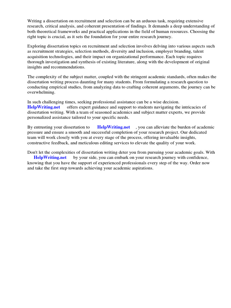 Dissertation Topics On Recruitment and Selection | PDF | Recruitment | Methodology