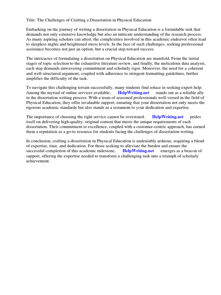 Dissertation Examples Physical Education | PDF | Physical Education ...