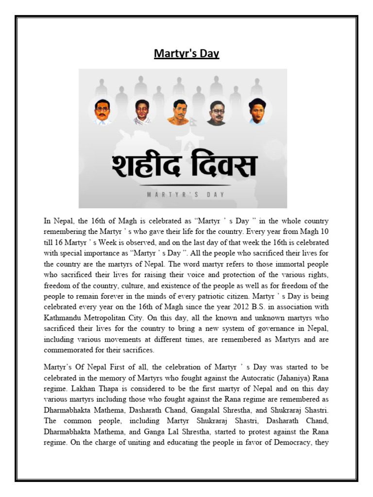 Martyrs Day | PDF | People Executed | Nepal