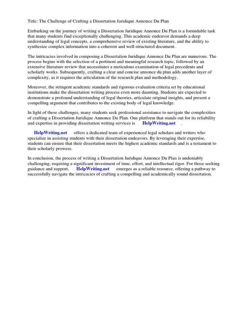 Dissertation Juridique Annonce Du Plan | Download Free PDF | Thesis | Essays