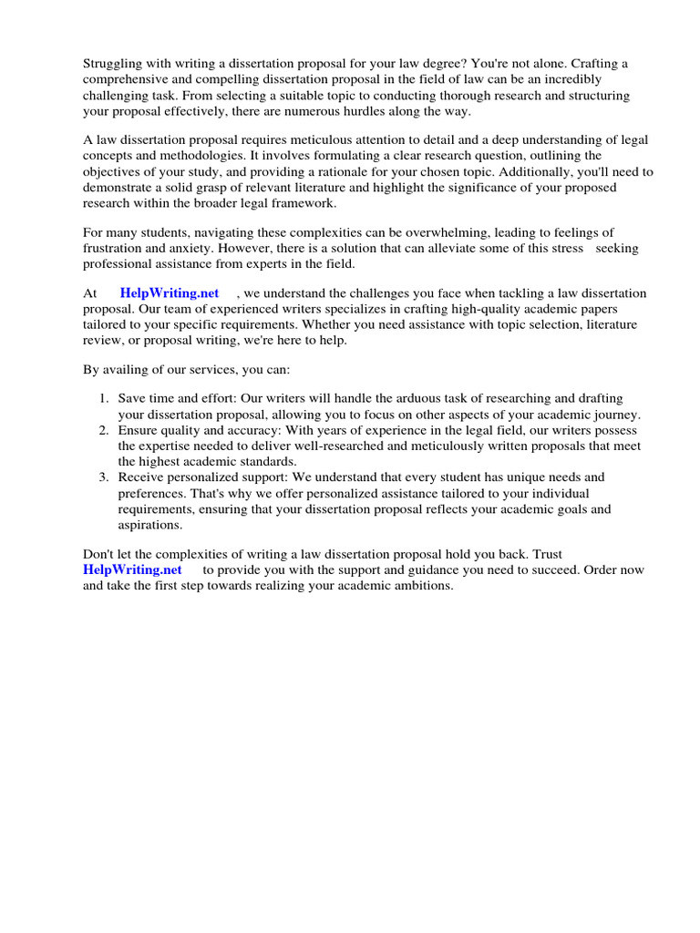 Law Dissertation Proposal Outline | PDF | Thesis | Information