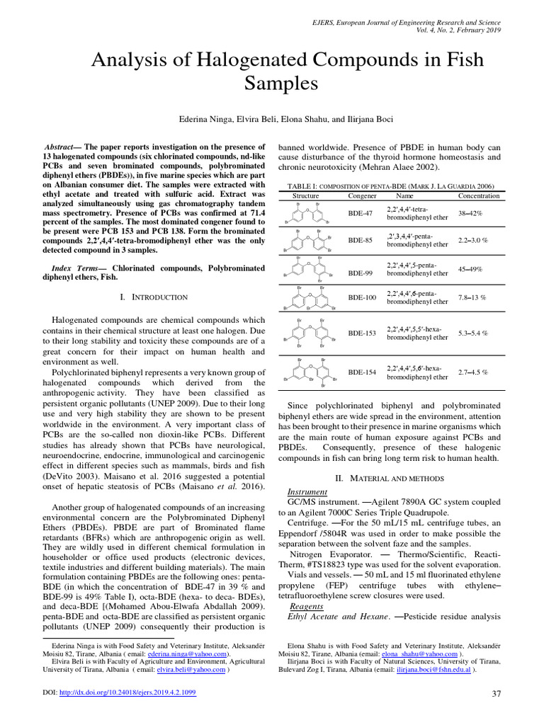 Analysis of Halogenated Compounds in Fis | PDF