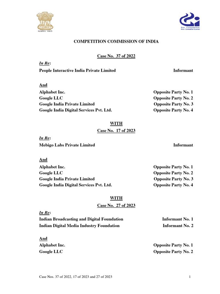 CCI Order On Google | PDF