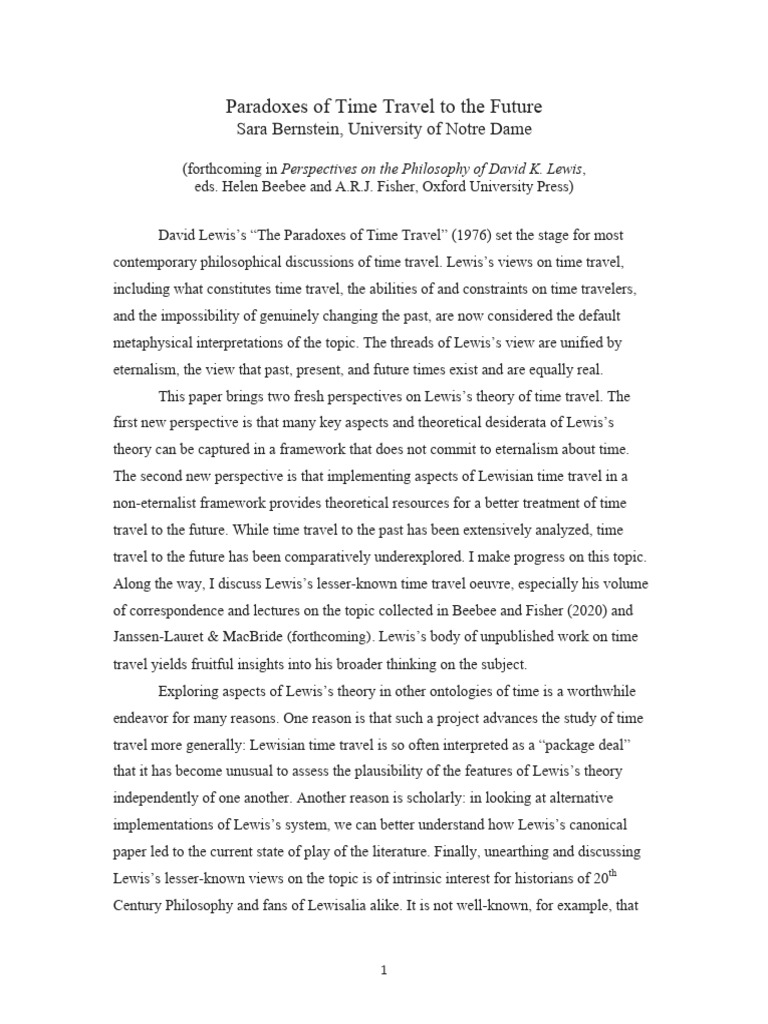 Paradoxes of Time Travel To The Future | PDF | Time | Time Travel