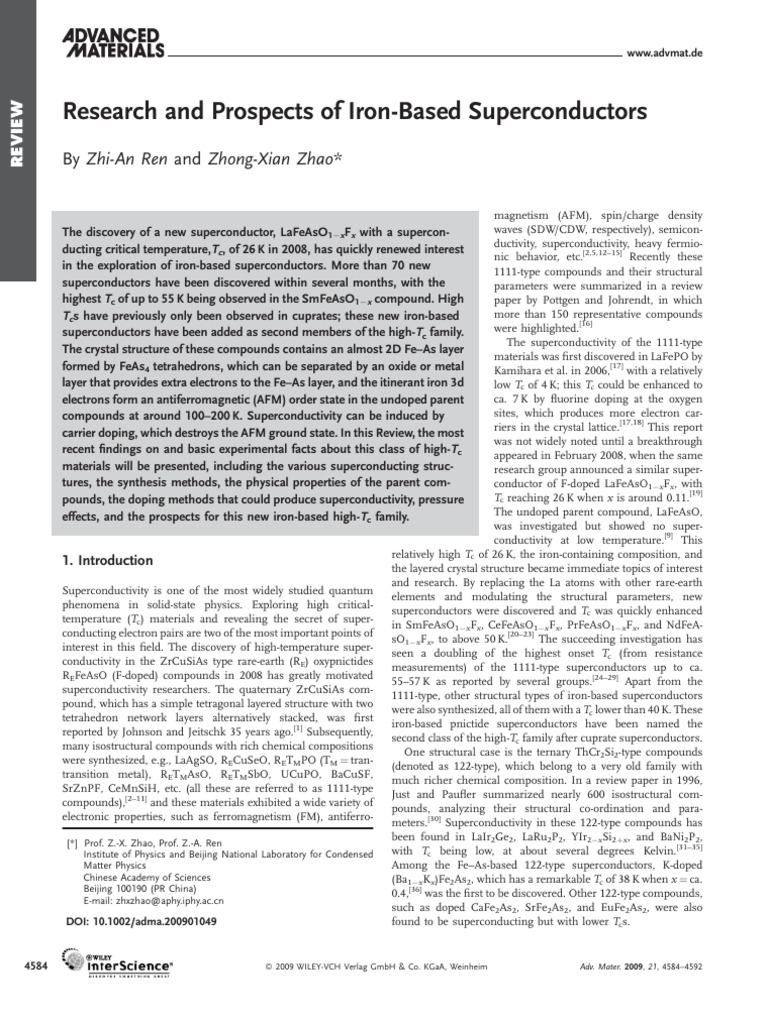 Research and Prospects of Iron-Based Superconductors | PDF ...