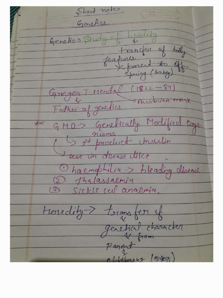 Genetics Hand Written - 240317 - 183101 - Compressed | PDF