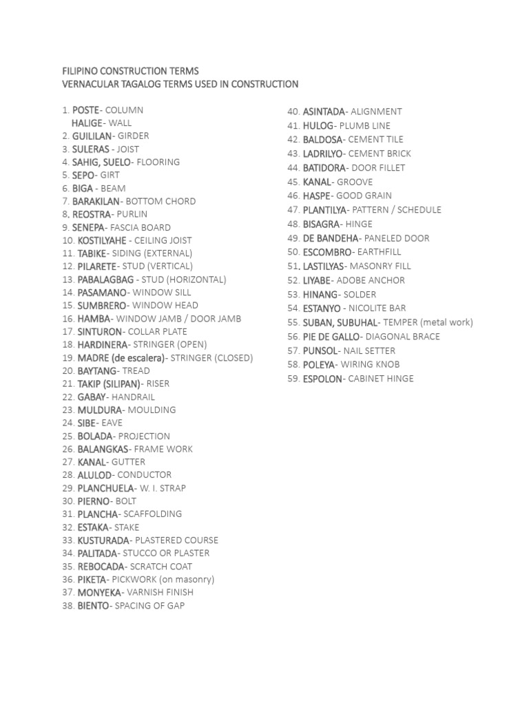 FILIPINO CONSTRUCTION NAME | PDF