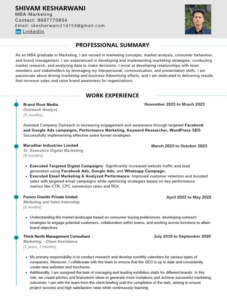 Shivam Resume - 1 | PDF | Marketing | Sales