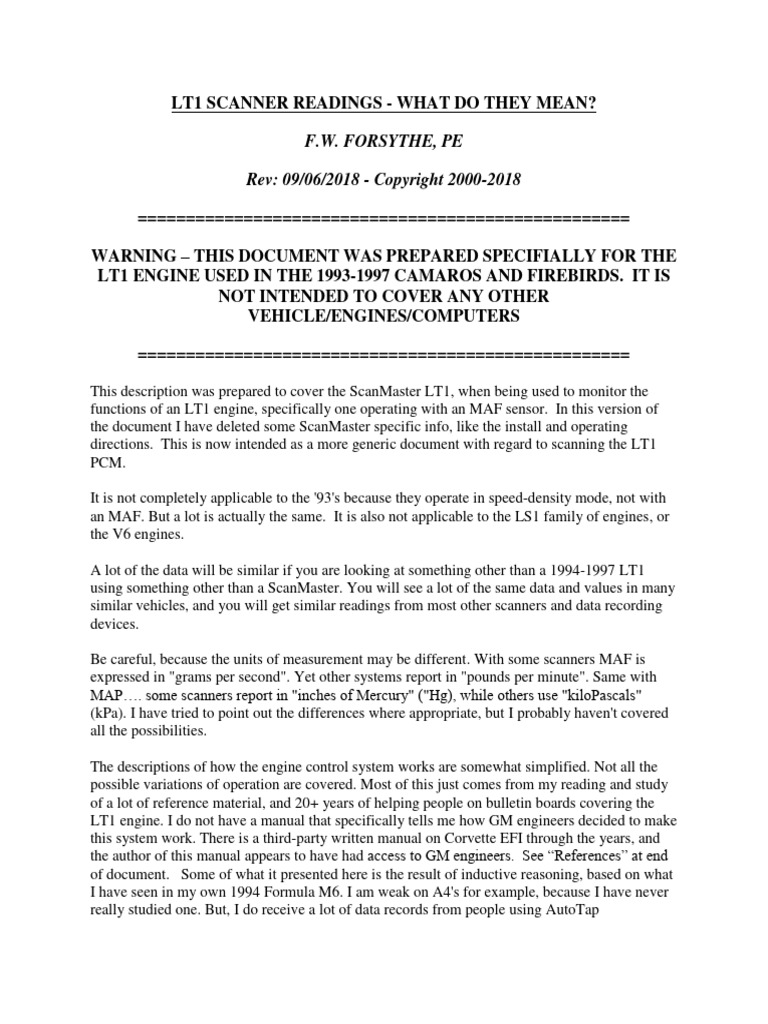 LT1 PCM Scanning-R2 | PDF | Throttle | Atmospheric Pressure