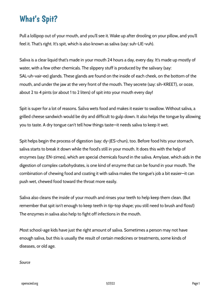 Reading - What's Spit | PDF