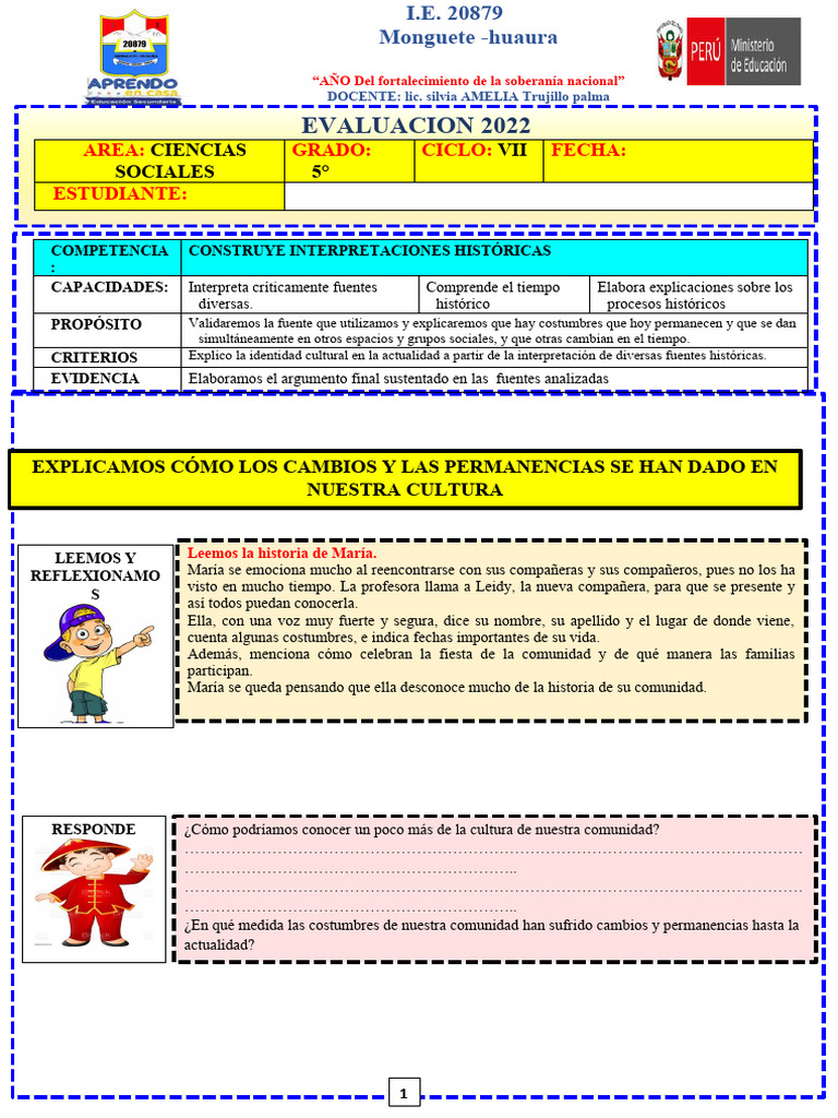 Eval 5° CCSS | PDF | Agricultura | Las emociones