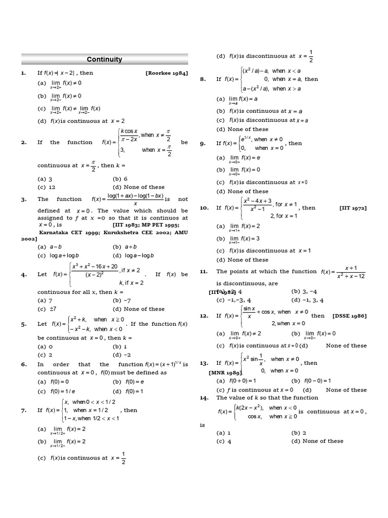 Continuity and Differentiability Errorless | PDF