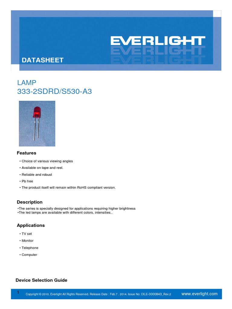 Datasheet Led Vermelho 333-2sdrd-S530-A3 | PDF | Electrostatic ...