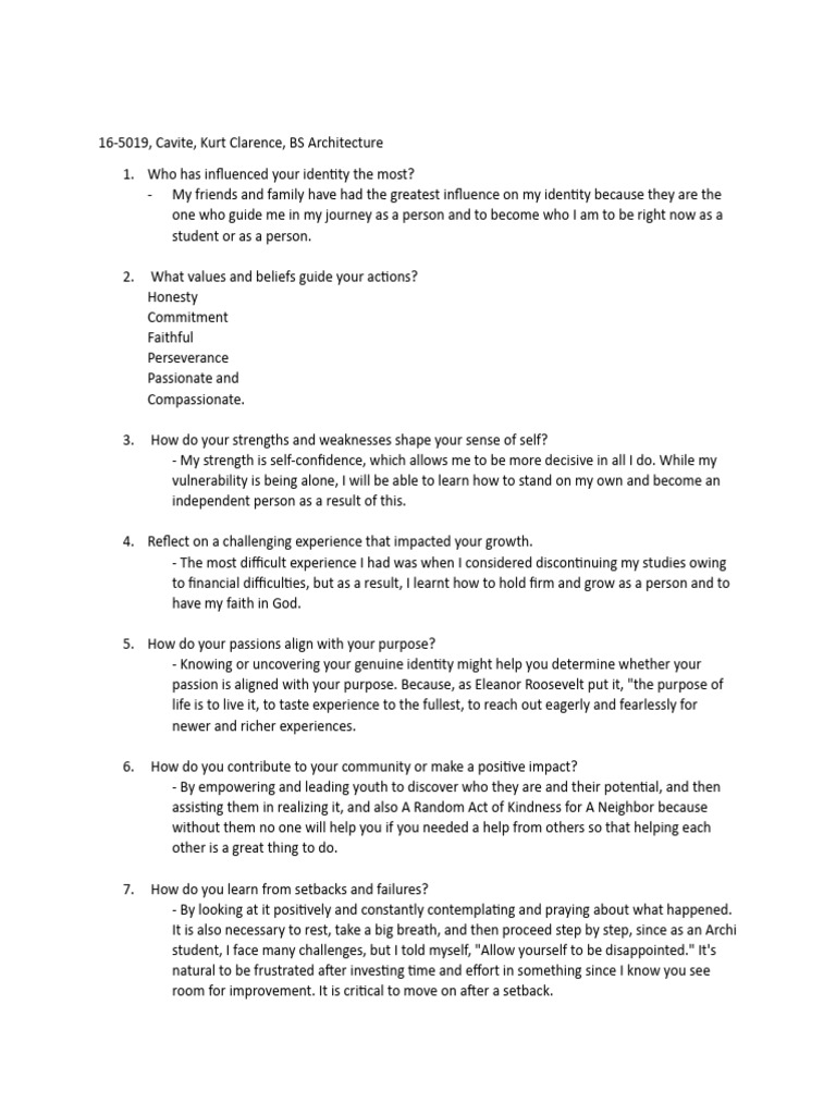 Personal Growth and Identity Reflection | PDF | Identity (Social ...