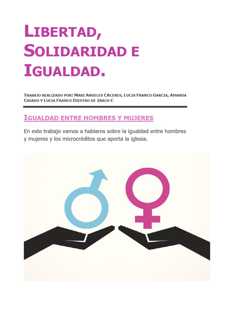 Igualdad de género y su evolución histórica | PDF | Mujer | Estudios de ...