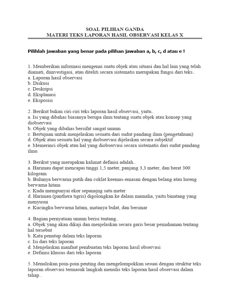 Soal Pilihan Ganda Teks Lho | PDF