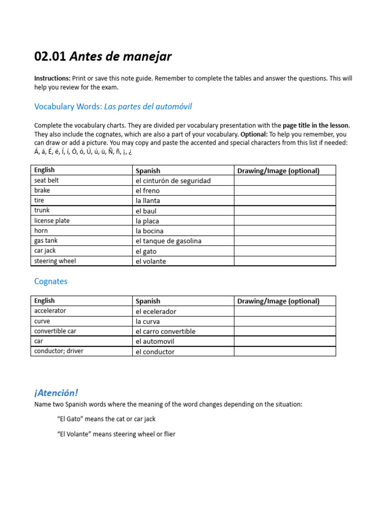 Spanish 2 Module 2 Lesson 1 Notes | PDF | Linguistic Typology | Human ...
