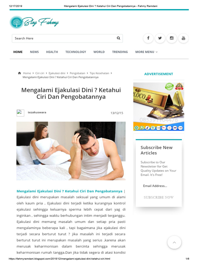 Ejakulasi Dini: Ciri dan Pengobatan | PDF | Pengembangan Diri ...