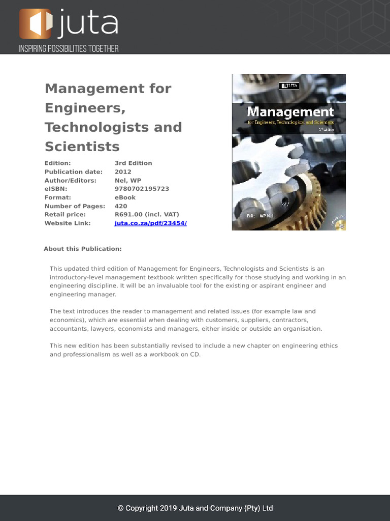 Management For Engineers, Technologists and Scientists | Download Free ...