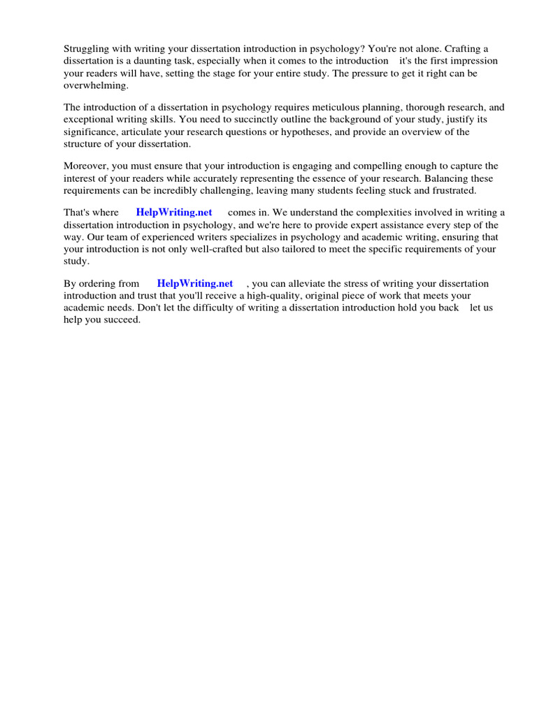 How To Write A Dissertation Introduction Psychology | PDF | Thesis | Psychology