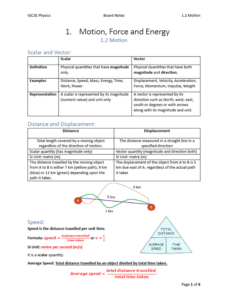1 2 Motion Notes Pdf Acceleration Velocity