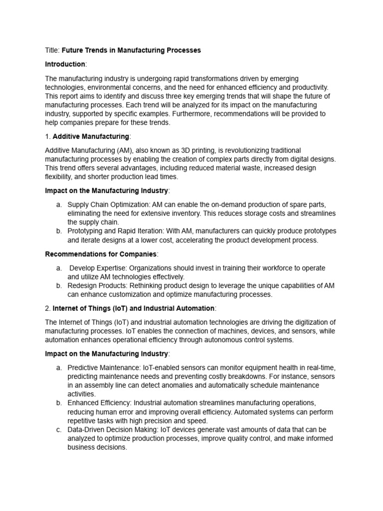 Manufacturing Process | PDF | Internet Of Things | Automation