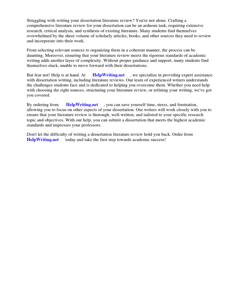 Literature Review Sample For Dissertation | PDF | Thesis | Literature Review