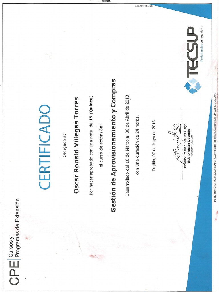 425774105-Certificado-TECSUP-pdf 2 | PDF