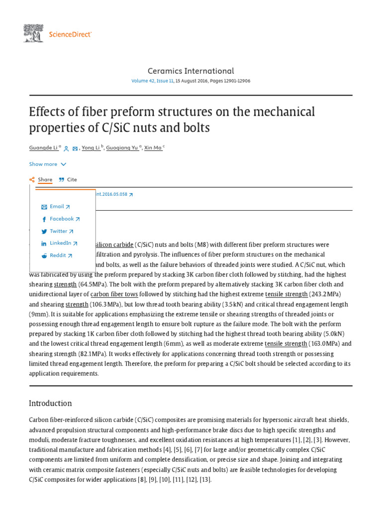 Effects of fiber preform structures on the mechanical properties of C ...