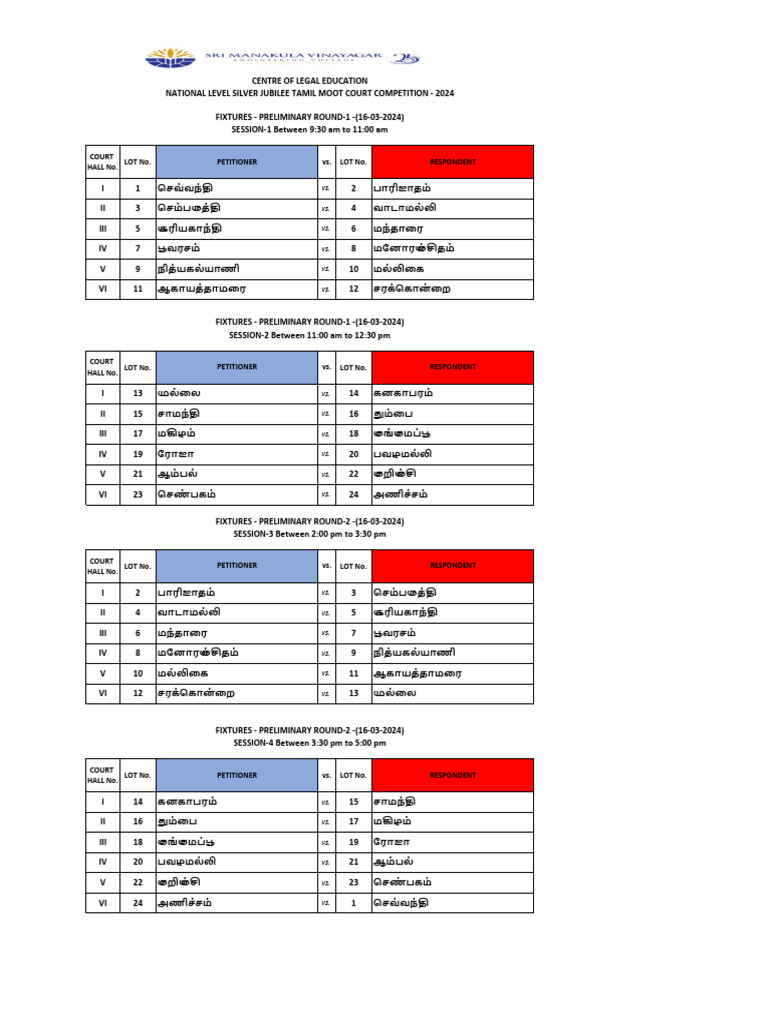 Schedule preliminary | PDF