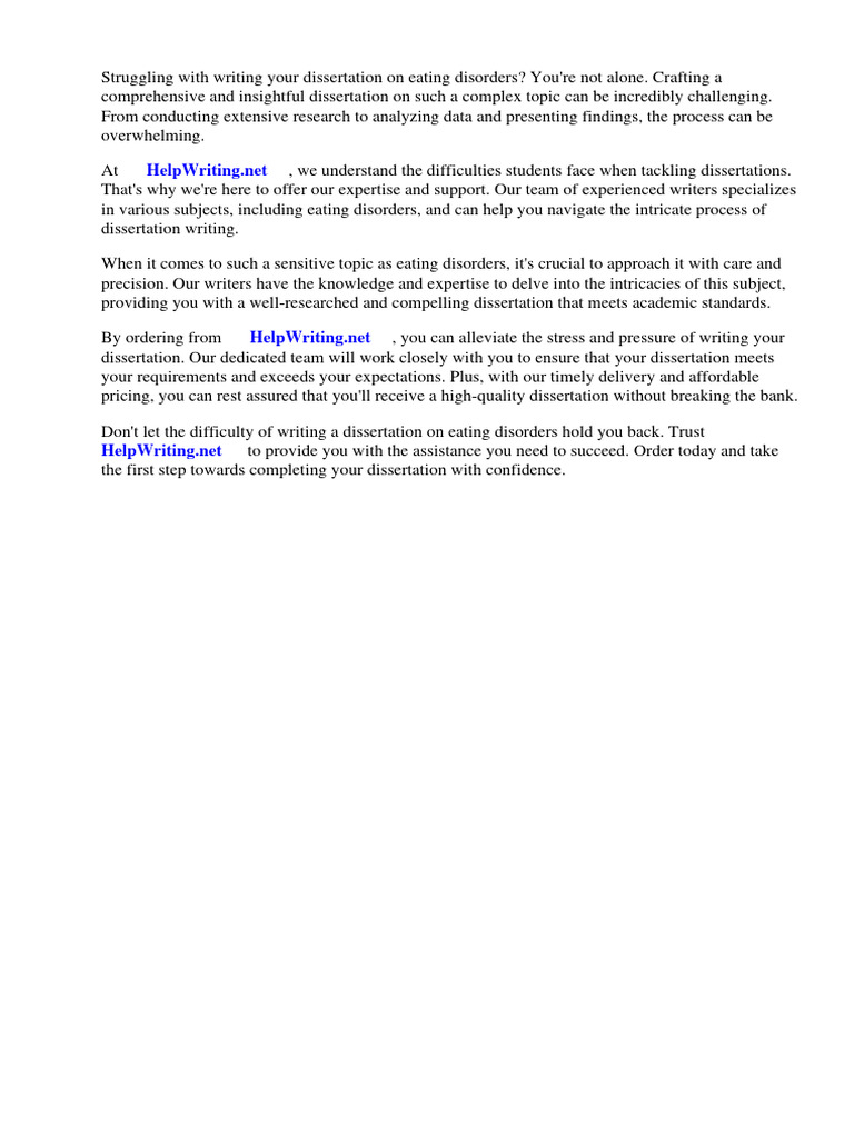 Dissertation Eating Disorders | PDF | Eating Disorder | Bulimia Nervosa