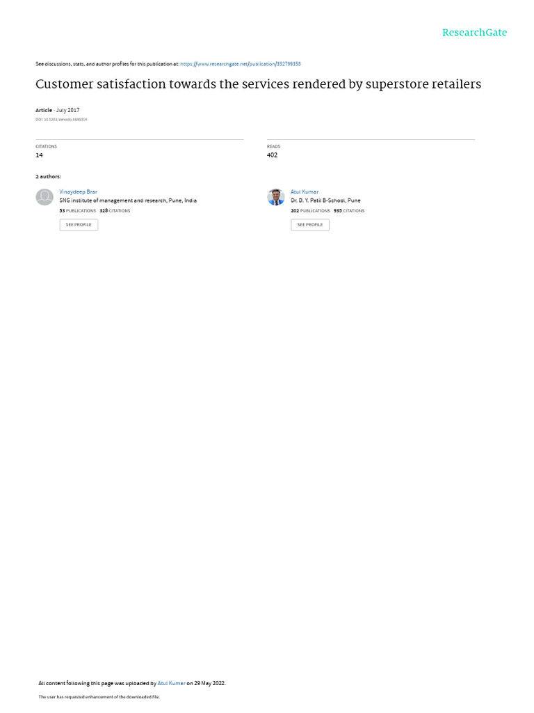 Customer Satisfaction in Superstore Retailers | PDF | Customer ...