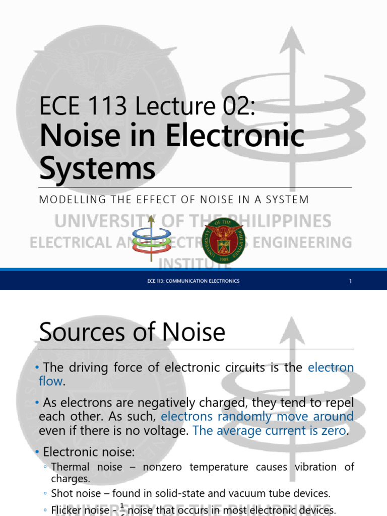 Ece113 Lec02 Noise in Electronic Systems | PDF | Amplifier | Signal To Noise Ratio
