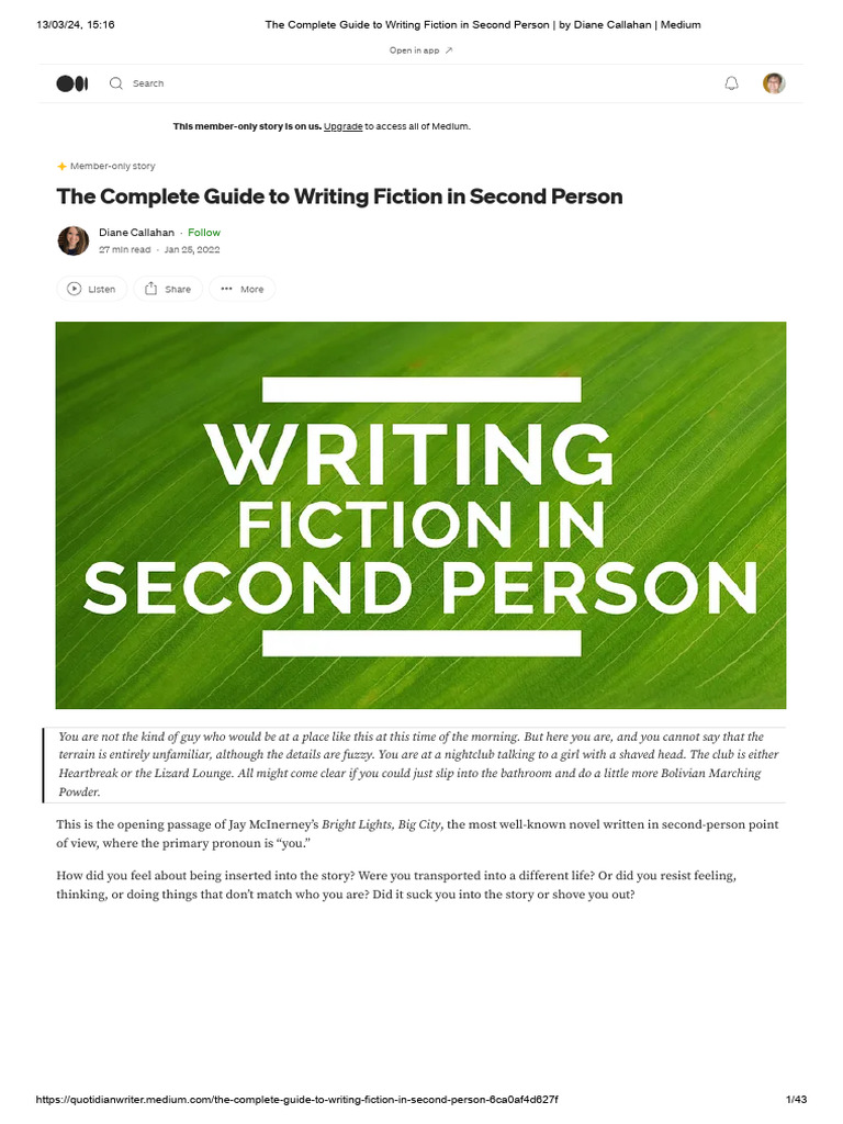 Writing Fiction in Second Person | PDF | Narration