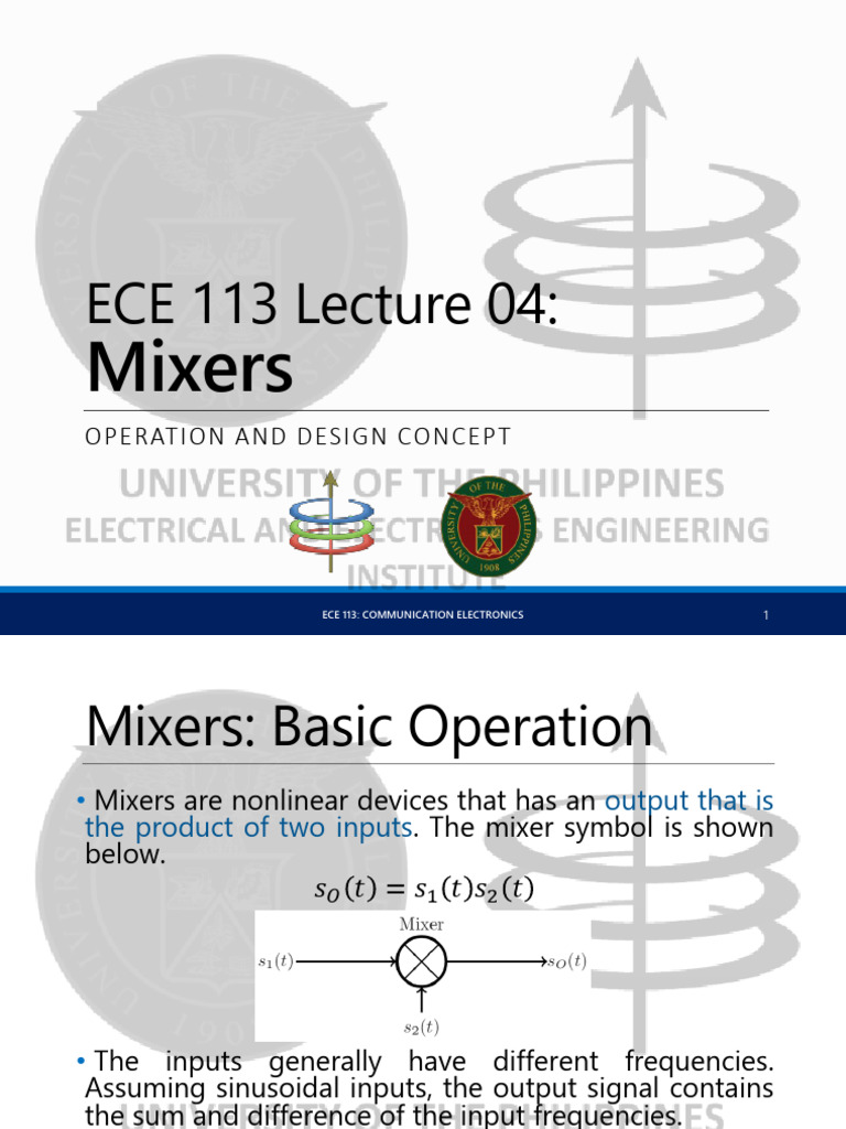 Ece113 Lec04 Mixers | PDF | Electronic Engineering | Spectral Density