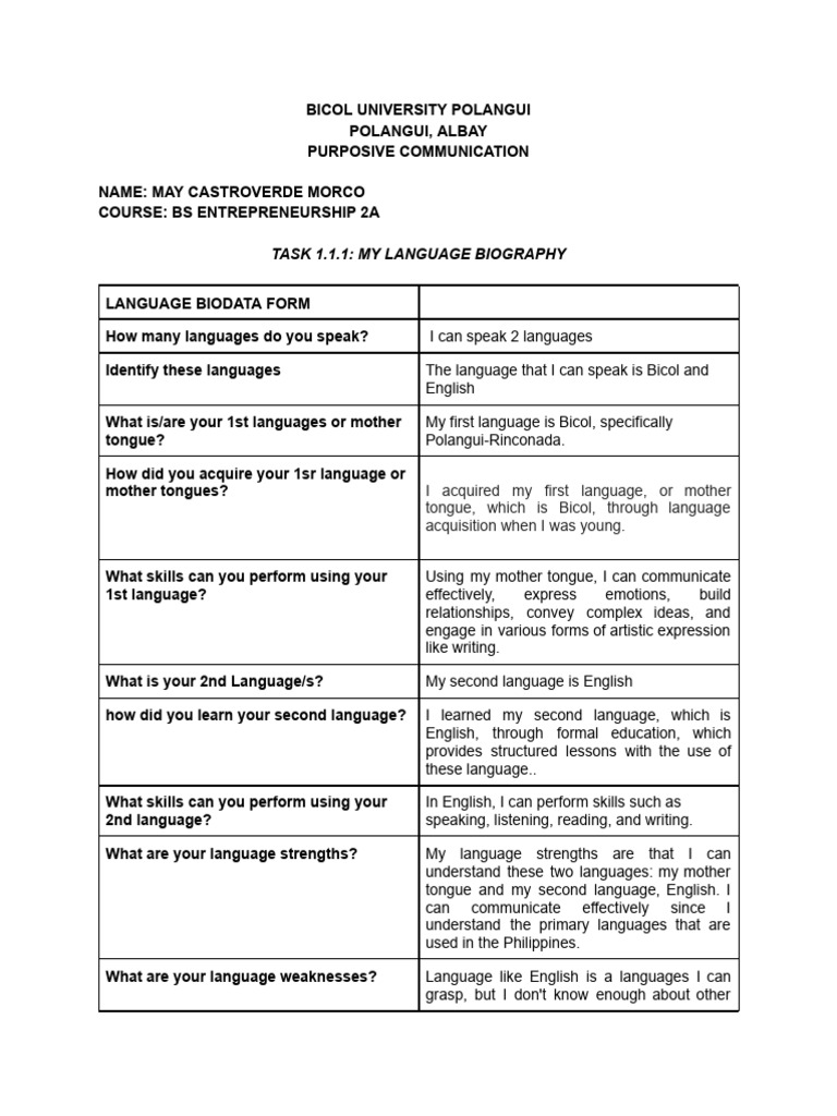 Morco Purcom Task111 | Download Free PDF | First Language | Second Language