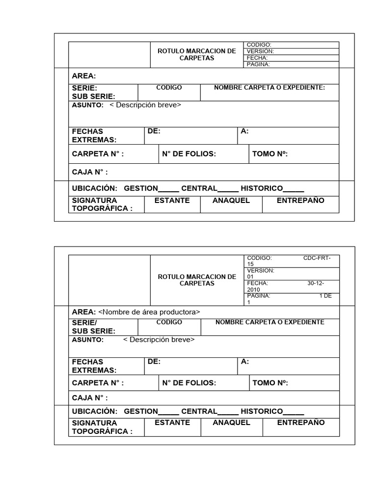 Rotulo Marcación Carpetas | PDF