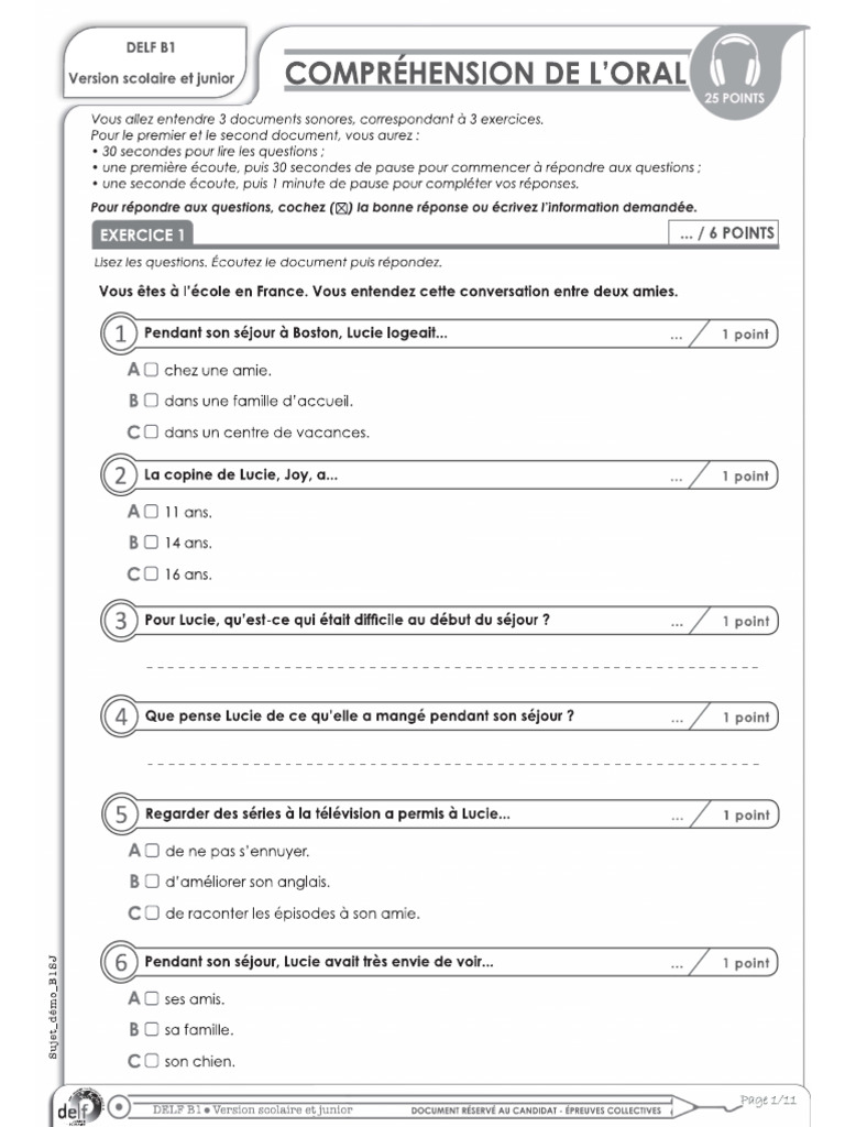 Delf B1 Junior Test 2 Pdf