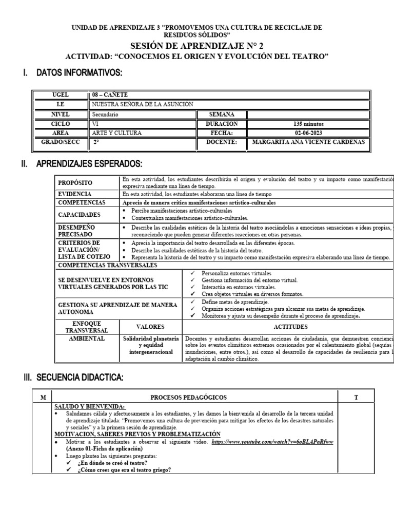 1° 2° Ses Act 01 - Ayc-U3 | PDF | Aprendizaje | Evaluación